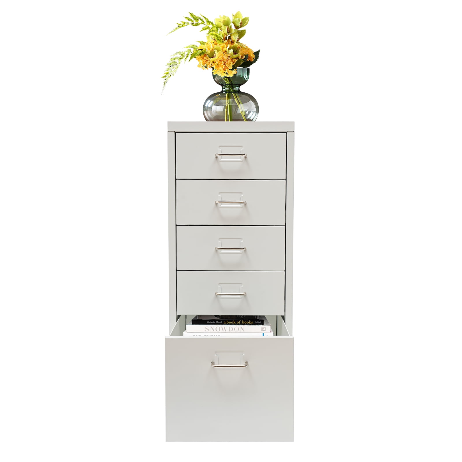 White Desk Organiser with 5 Drawers, Sturdy Cold-Rolled Steel and ...