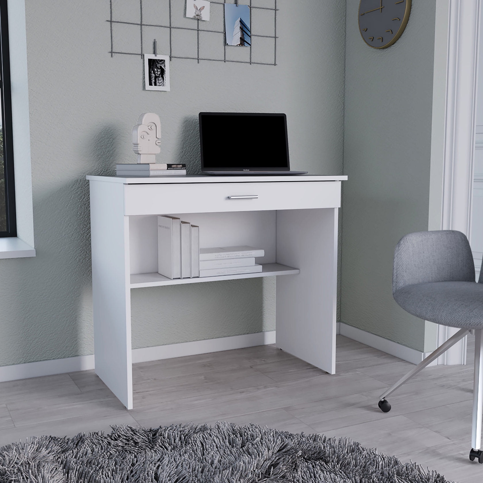 White Desk with Convenient Storage Drawer / Useful in Small Home ...