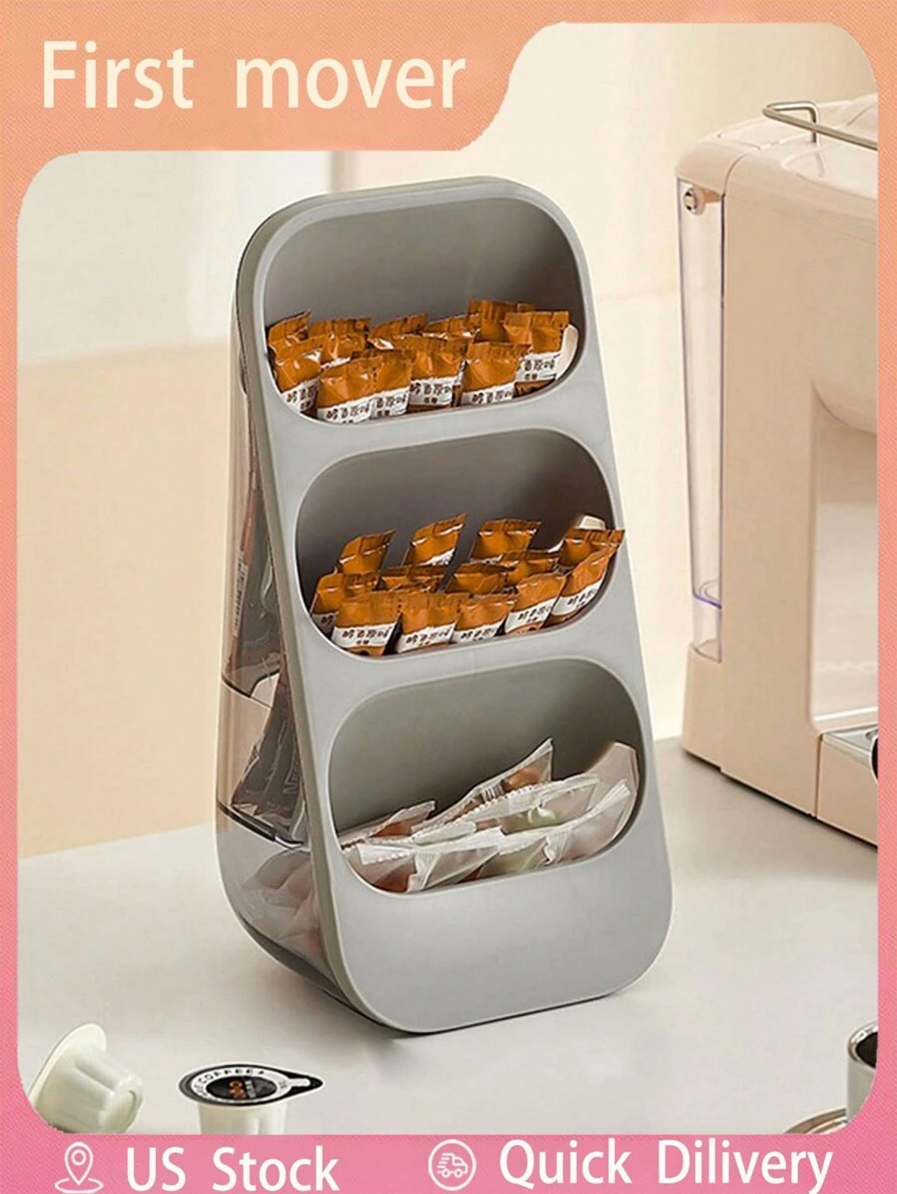 White Desktop Tea Bag Organizer and Coffee Station Storage Box, Multi ...