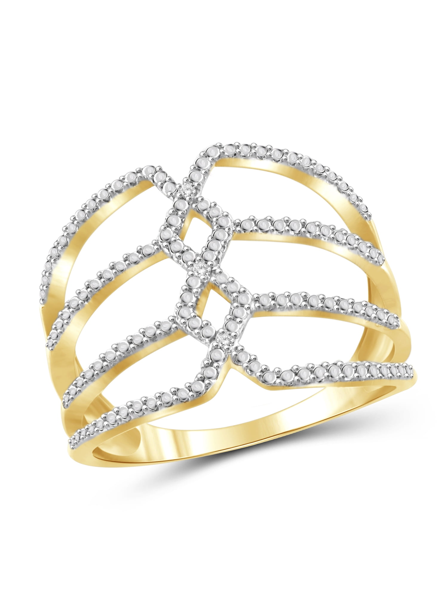 White Diamond Accent 14kt Gold Over Silver Open Ring - Walmart.com