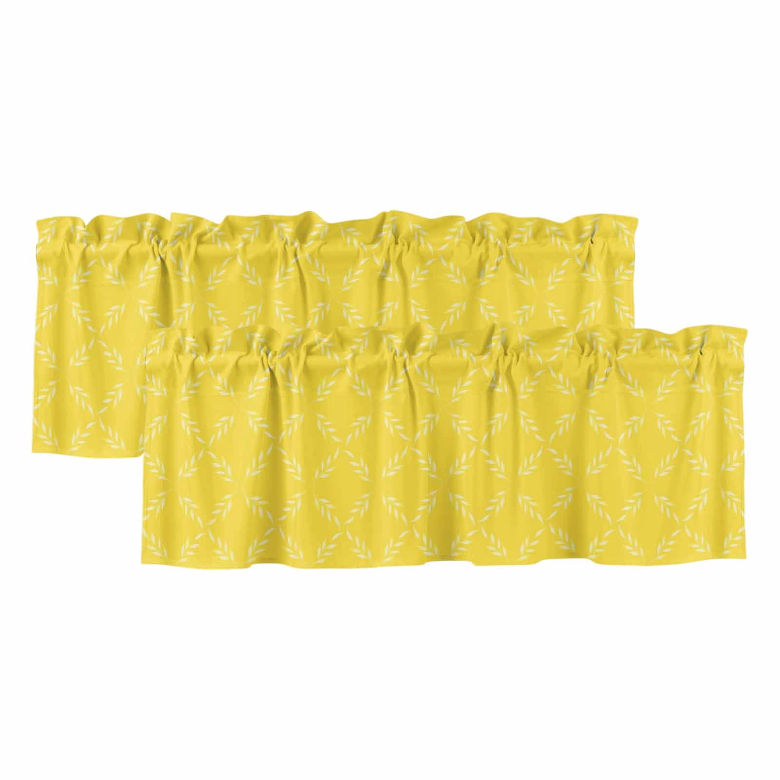 White Diamond Lattice Valances for Windows 2 Panels Yellow Retro Plaid ...