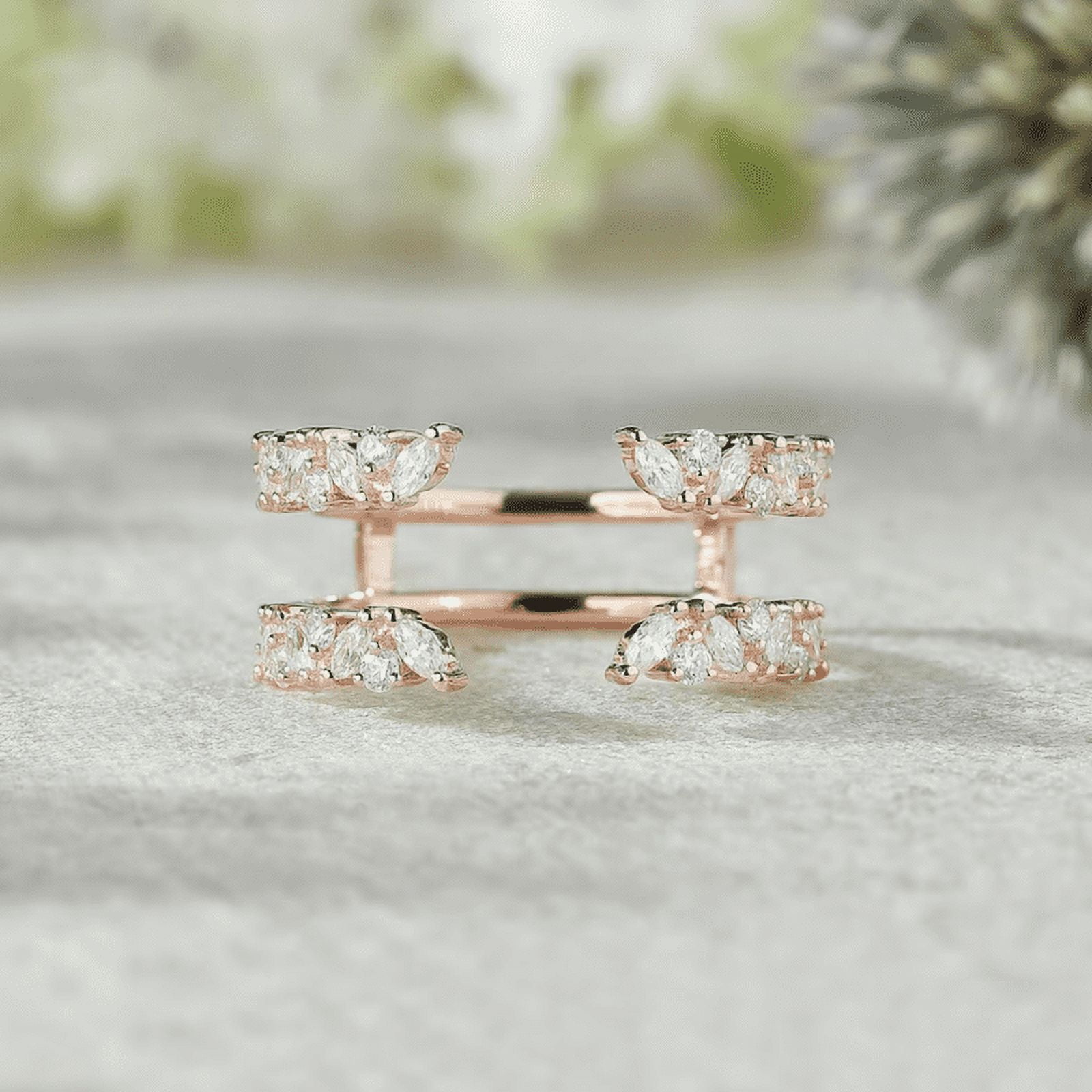 White Diamond Marquise Cut Open Ring Enhancer- Double Curved Wedding ...