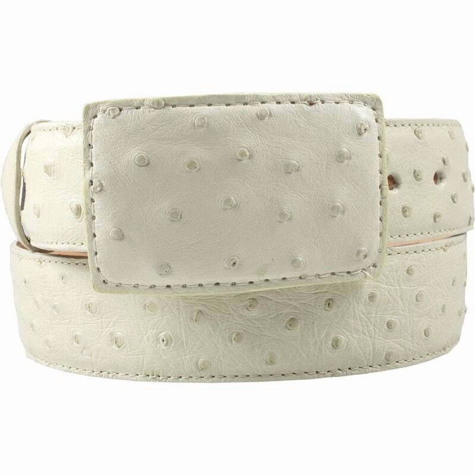White Diamond Ostrich Belt WInter Whiite Leather Lining Genuine ...
