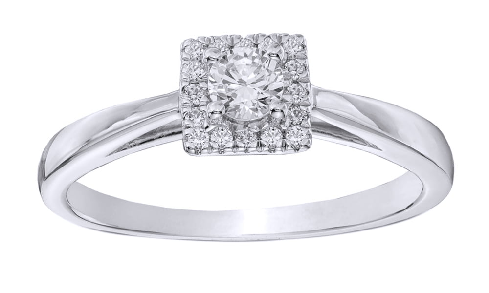 AFFY White Diamond Square Frame Engagement Ring in 10k White Gold ...