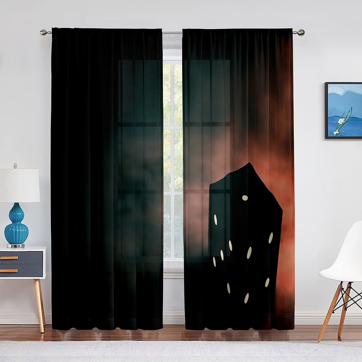 White Dice Table Games Grey Tulle Curtains for Living Room Bedroom ...