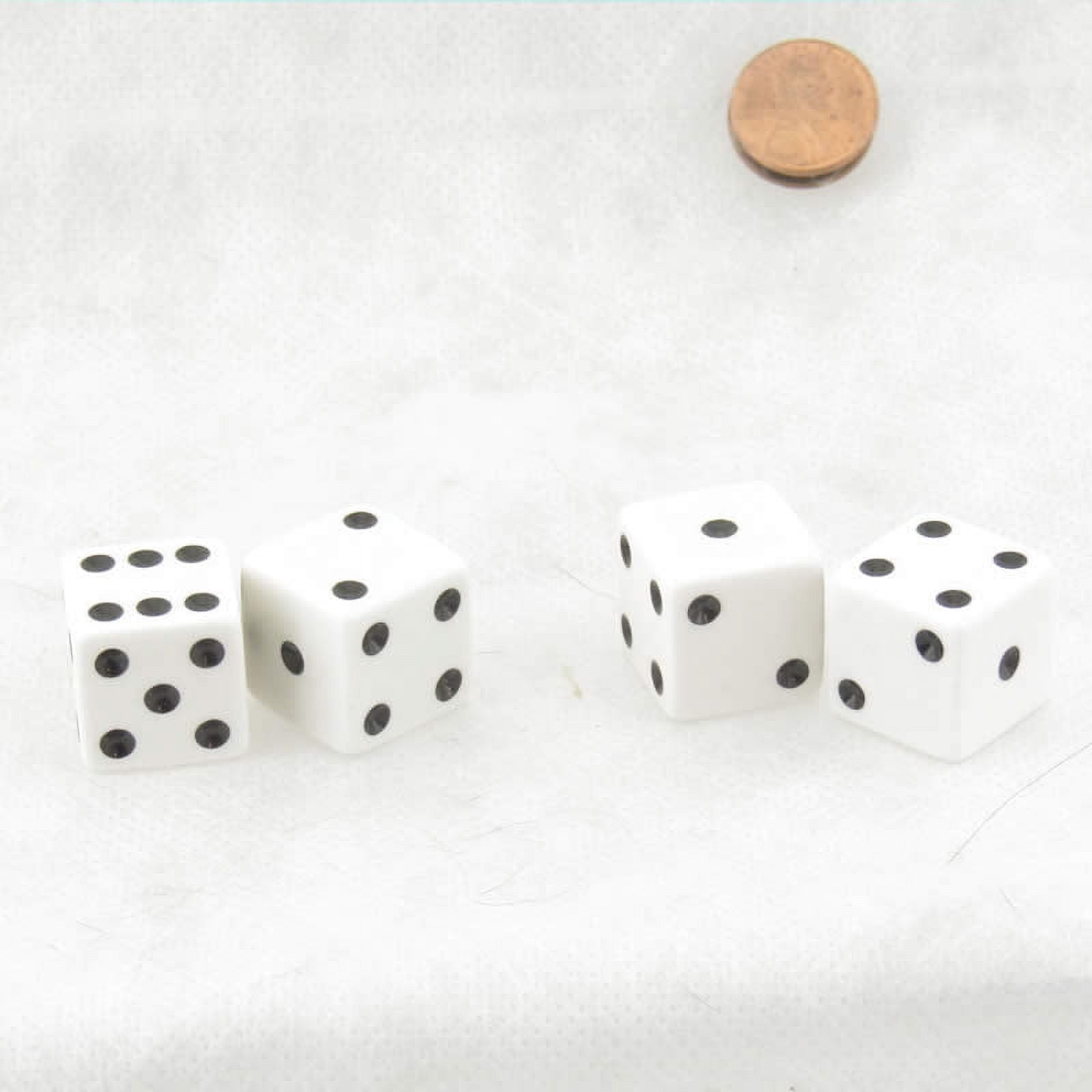 White Dice with Black Pips Squared Corners 19mm (3/4in) Pack of 4 ...