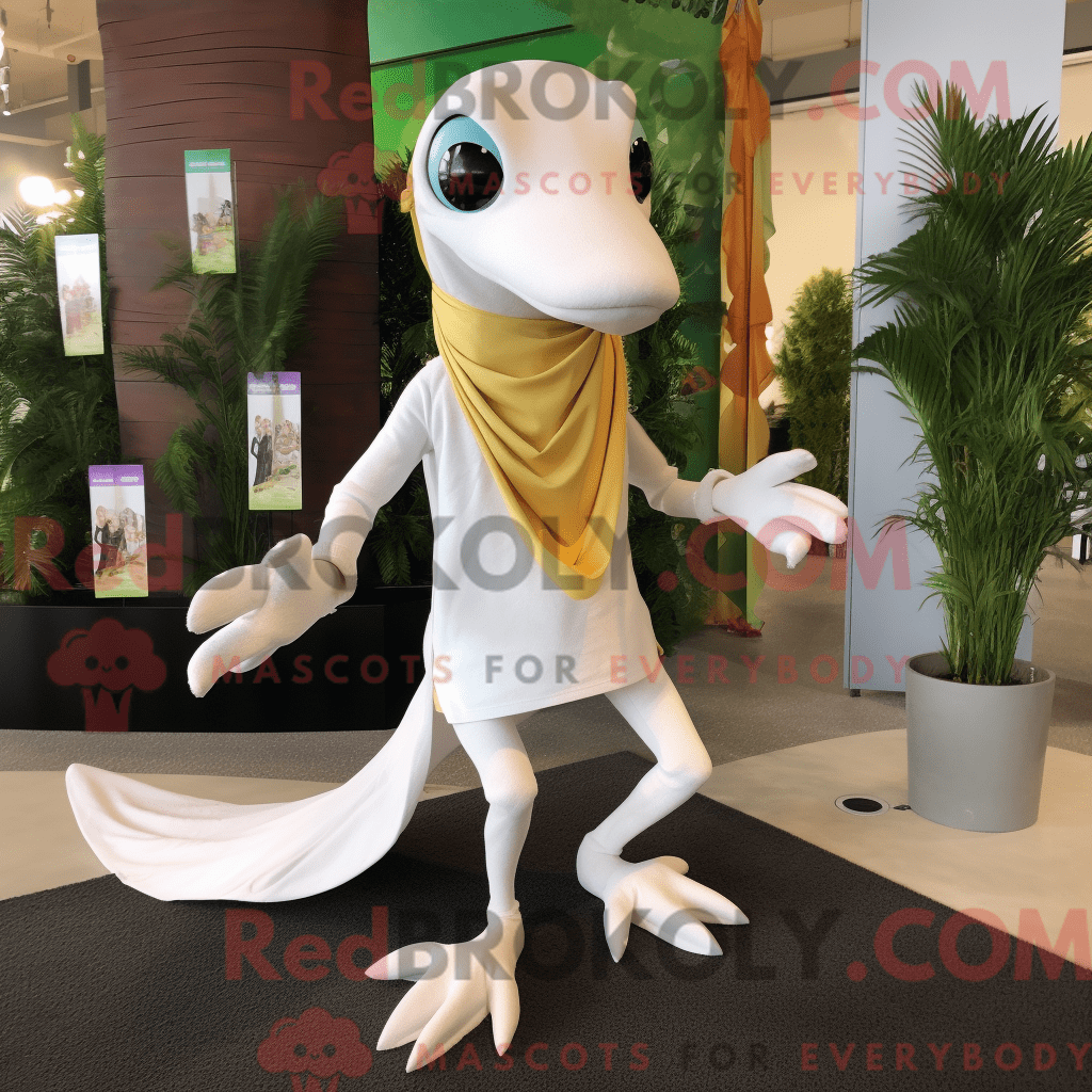 White Dimorphodon REDBROKOLY mascot costume character dressed with a ...