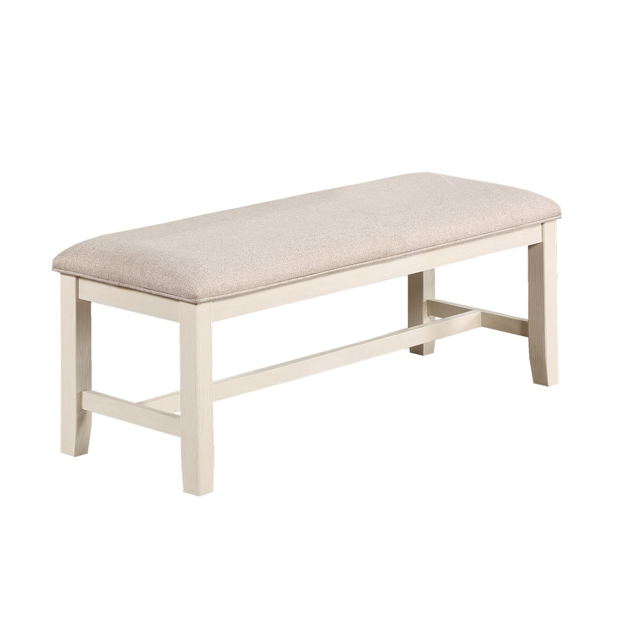 White Dining Bench, Cushioned Upholstered Bench, Rustic Wooden Bench ...