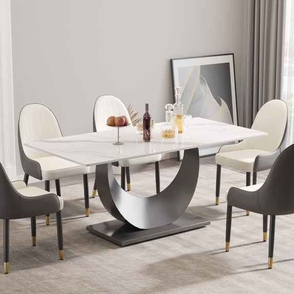 White Dining Table | For 6 - 8 People's Dining | Sintered Stone ...