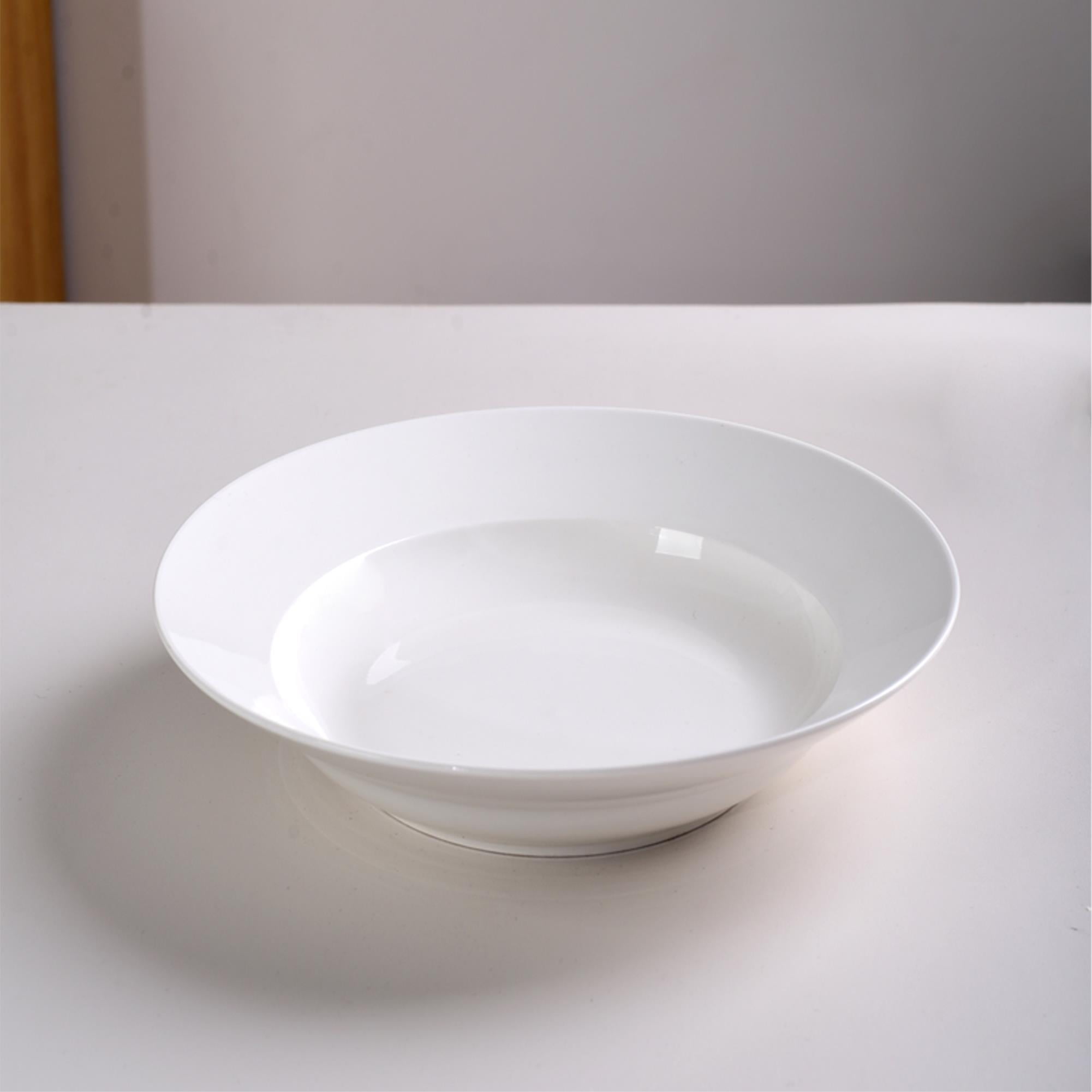 White Dinner Plates Set of 6, 9.5 Inch Salad Serving Modern Round ...