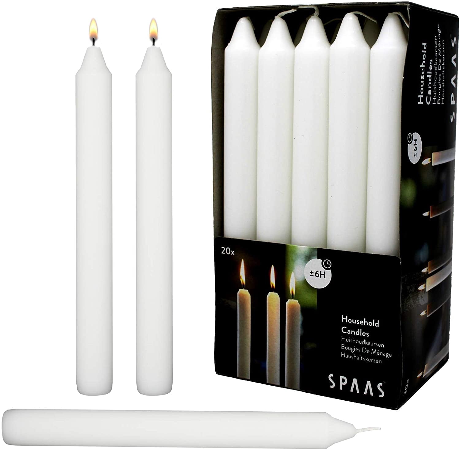 Rambue White Dinner Taper Candles 7 Inch Tall Dripless Smokeless ...