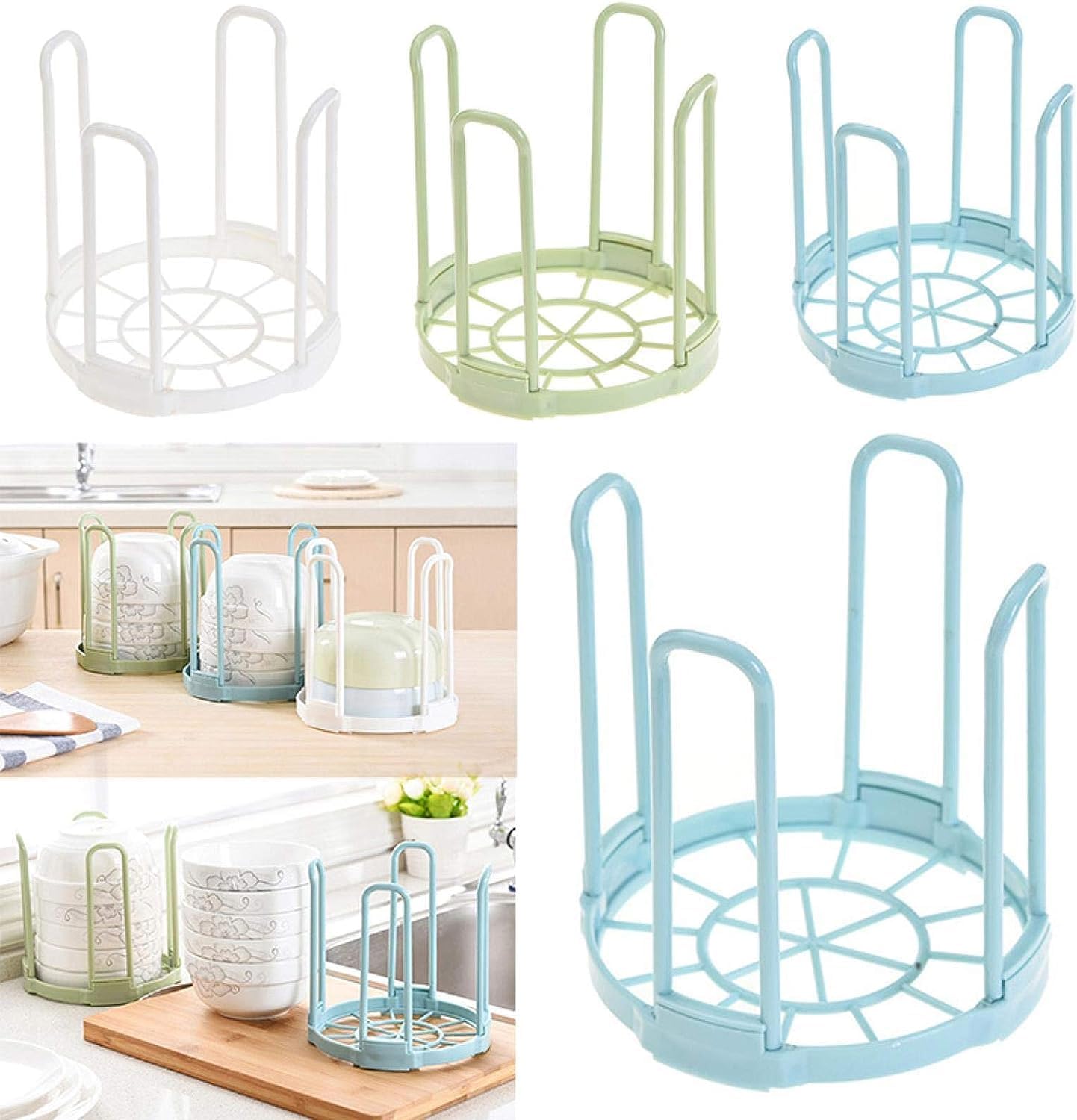 White Dinnerware Bowl Plate Racks and Holder Plastic Drain Rack Dish ...