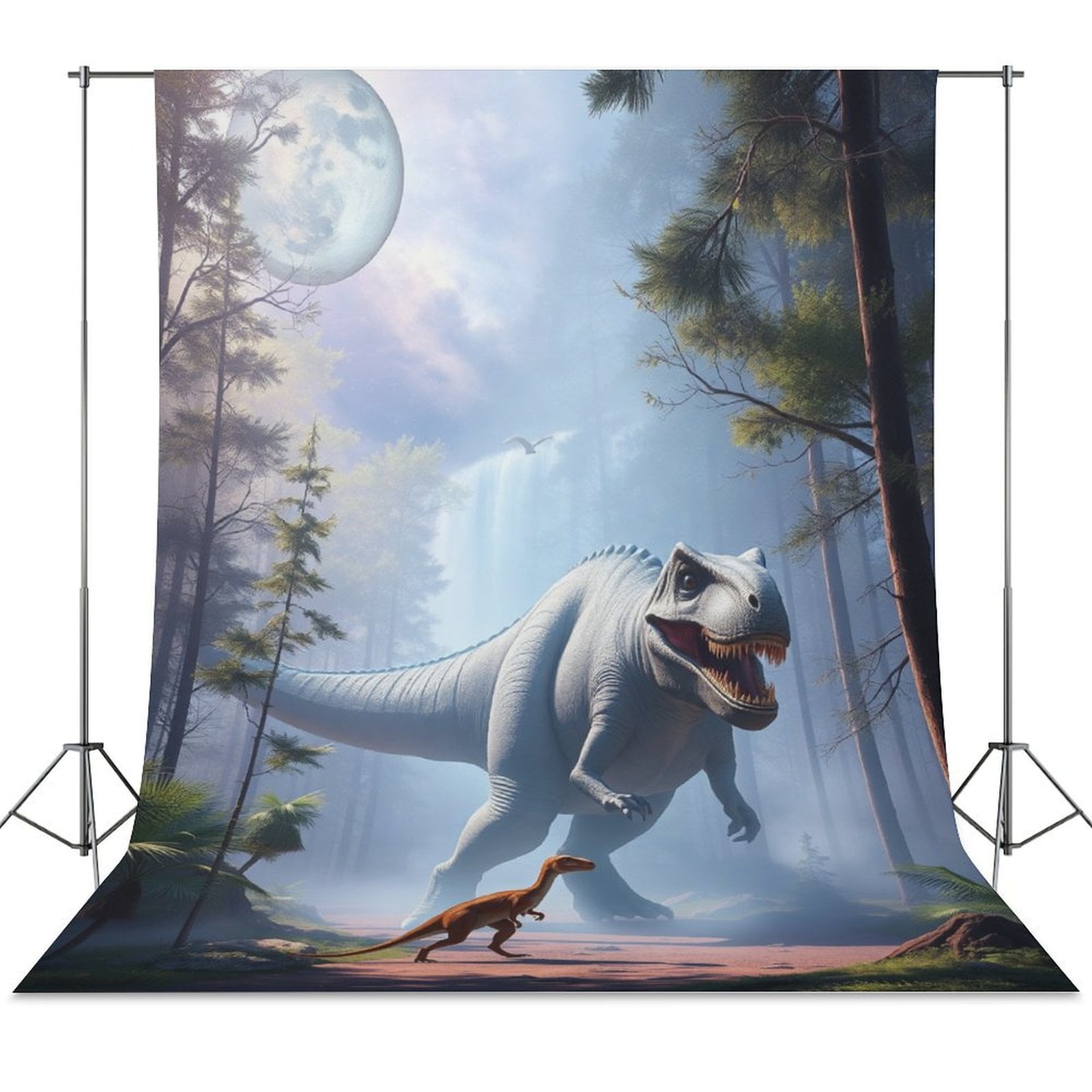 White Dinosaur Forest Scene Party Backdrop Birthday Decoration ...
