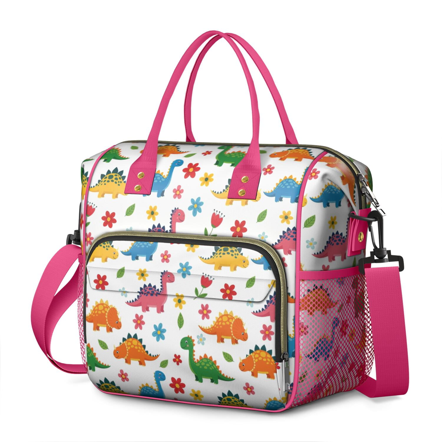 White Dinosaurs Flowers Pattern Womens Lunch Box for Work,Insulated ...