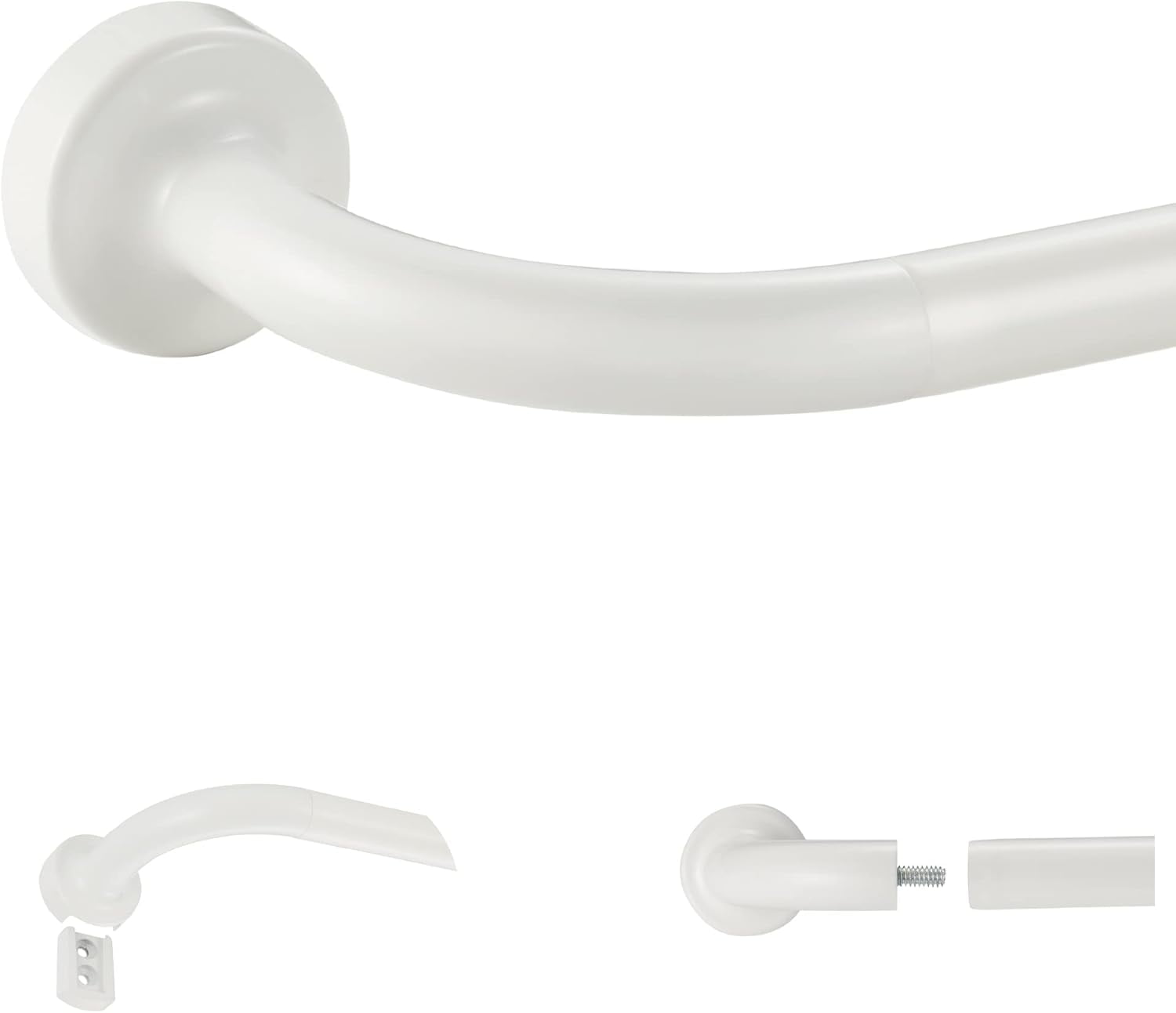 White Disc Curtain Rods, 48-84 Inches Window Curtain Rod,Adjustable ...