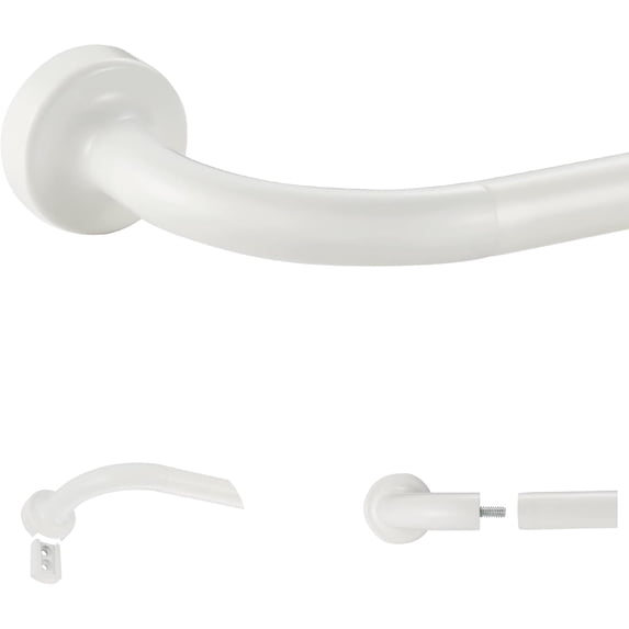 White Disc Curtain Rods, 48-84 Inches Window Curtain Rod,Adjustable ...