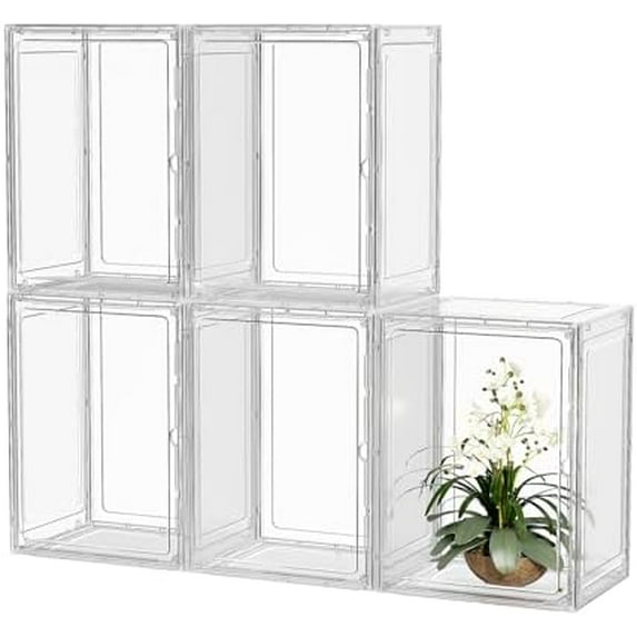 White Display Case 5 Pack Large Stackable Plastic Storage Bins with ...