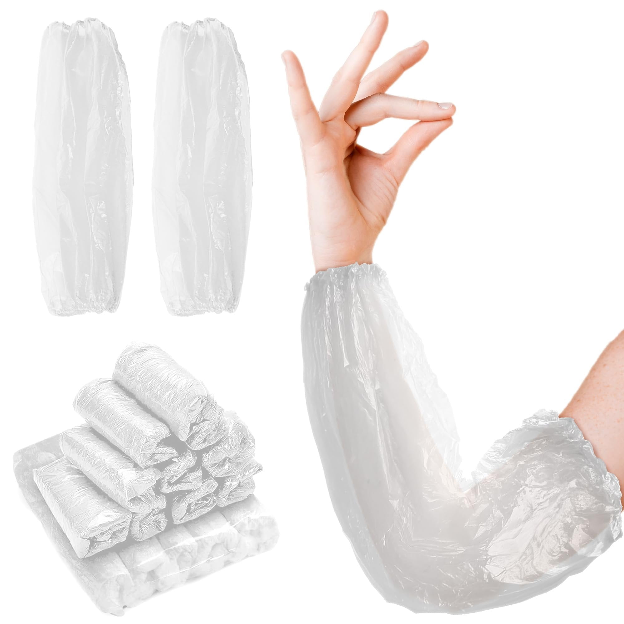 White Disposable Arm Sleeves, 18 Inches. 1000 Pack Waterproof Sleeve ...