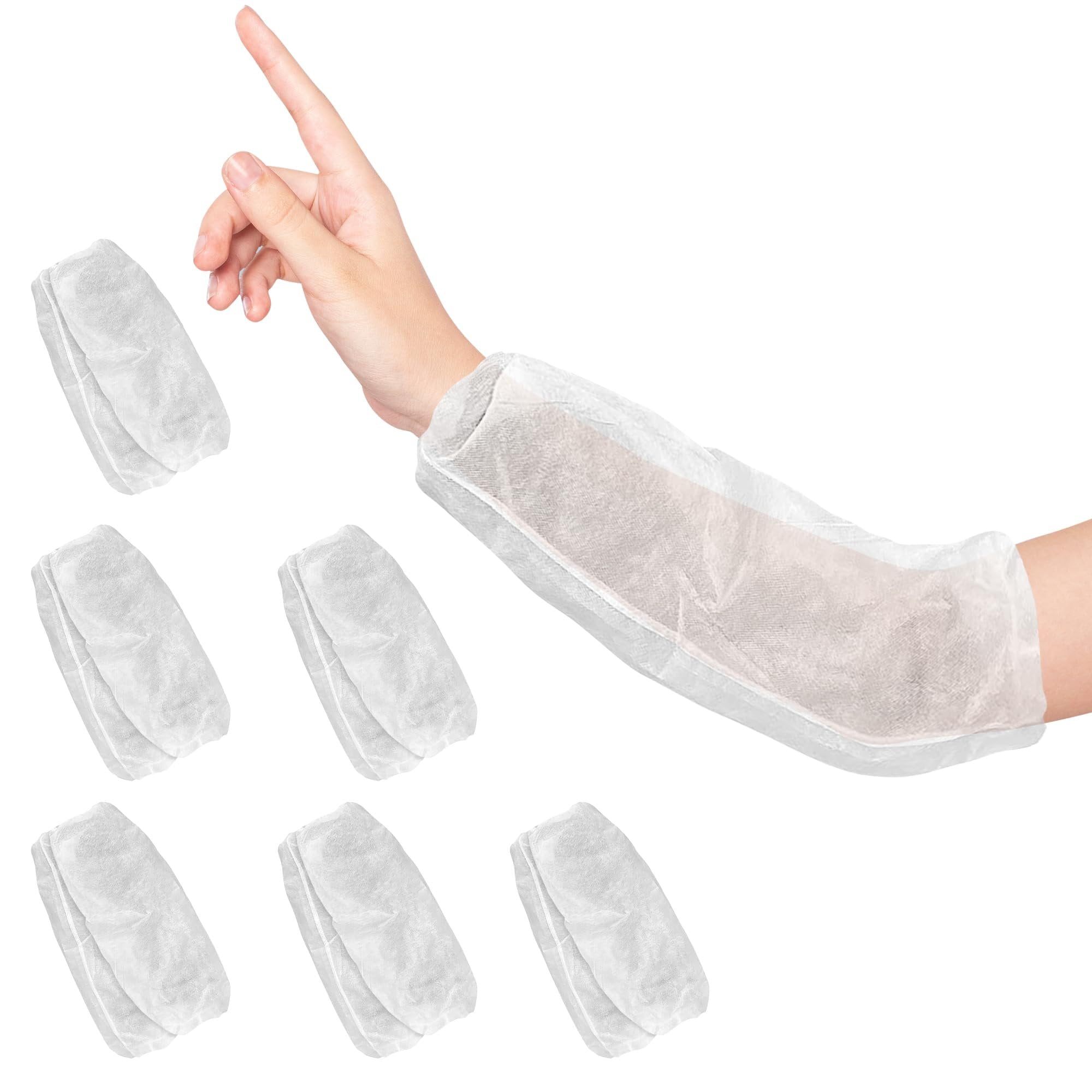 White Disposable Arm Sleeves, 24 Inches. 200 Pack Disposable Sleeve ...