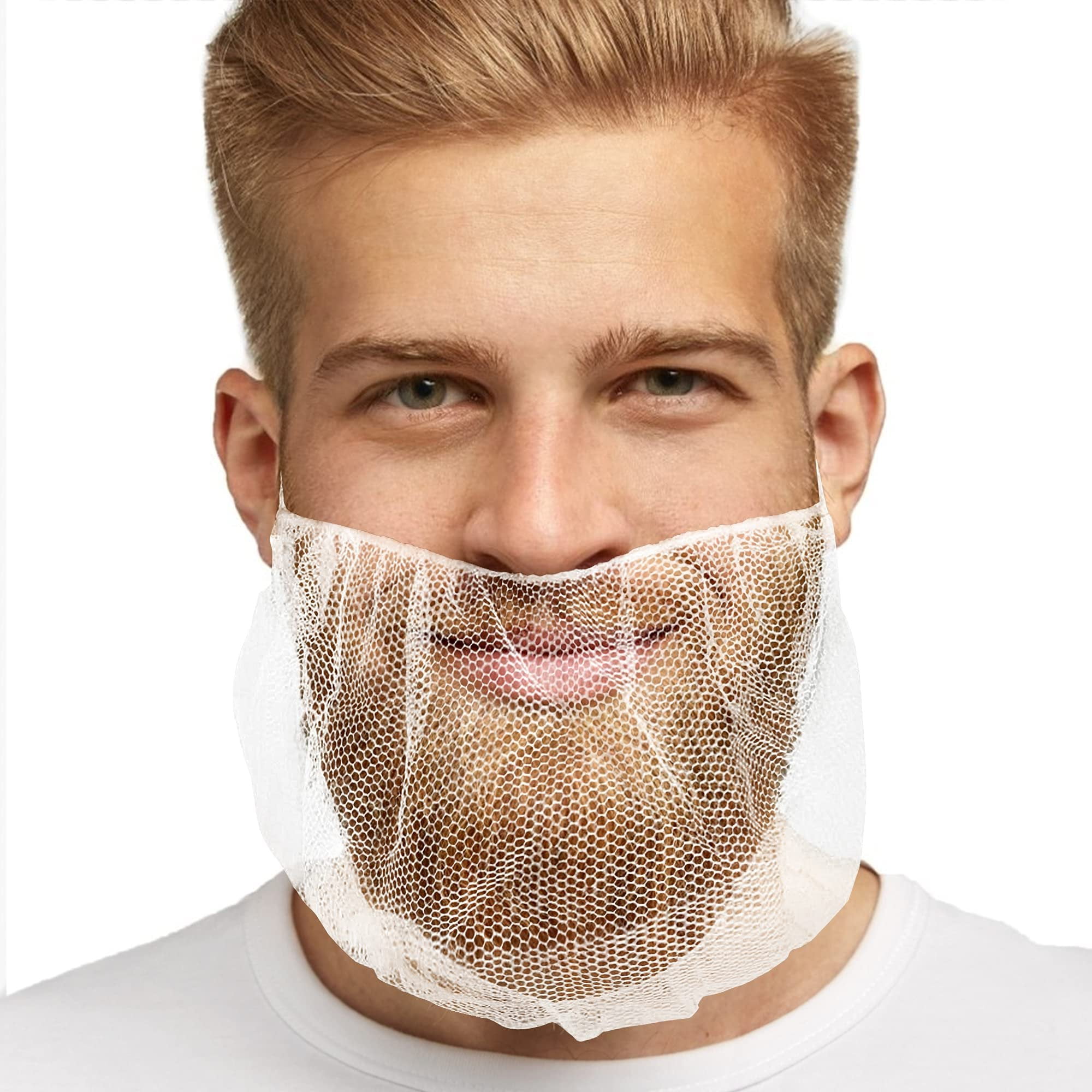 White Disposable Beard Nets for Men Food Service, 18 Inch. Pack of 1000 ...