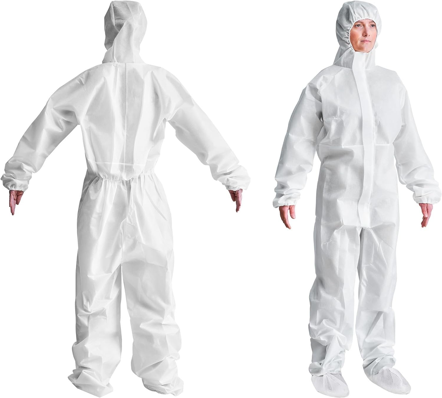 White Disposable Coveralls, X-Large. Pack of 50 Unisex Tear Resistant ...
