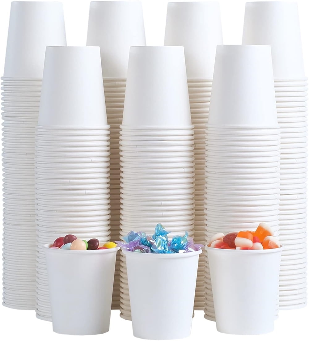 White Disposable Cups for Bathroom,350ml Coffee Paper Cups,12 oz ...