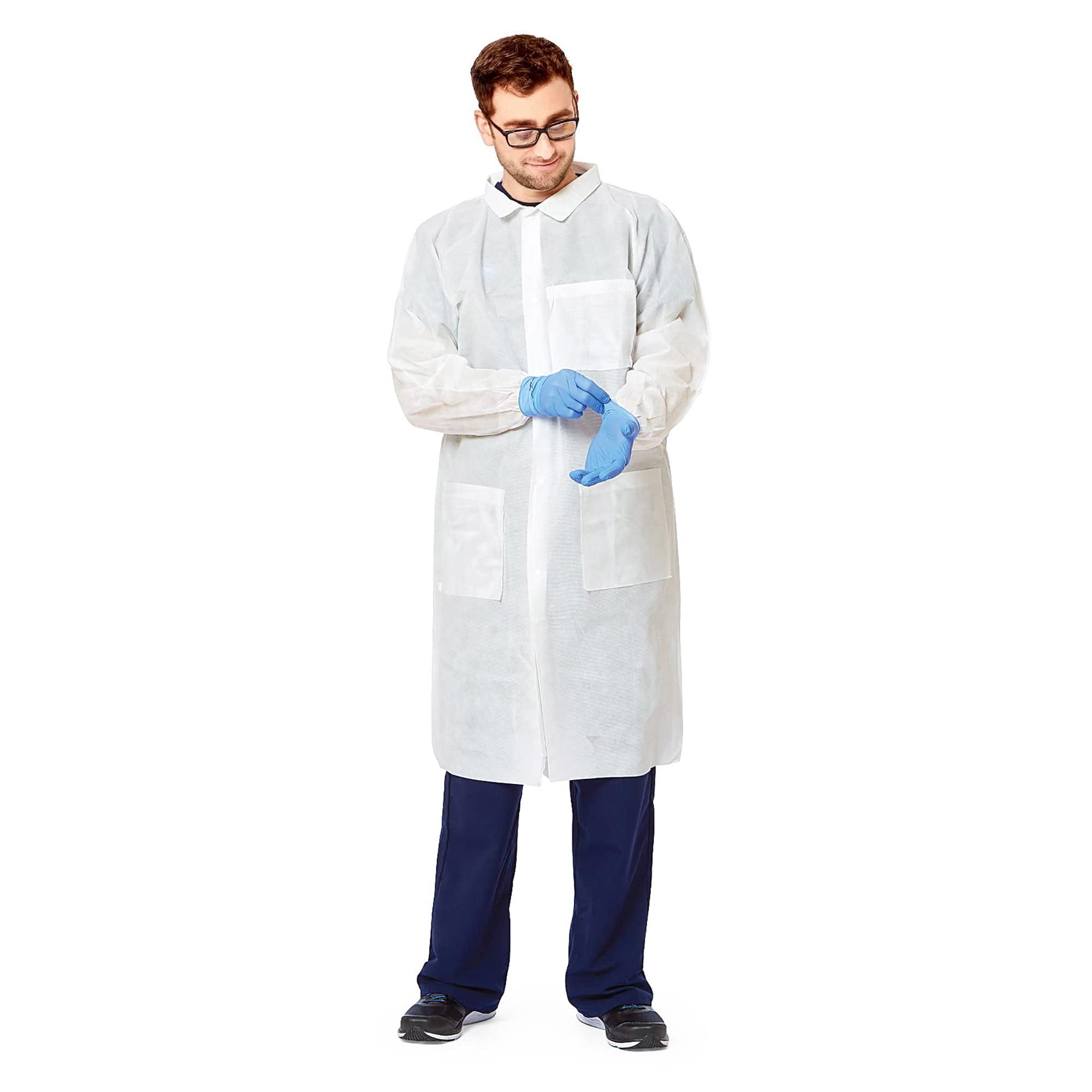White Disposable Lab Coat Women and Men, 2X-large. Pack of 10 Medical ...