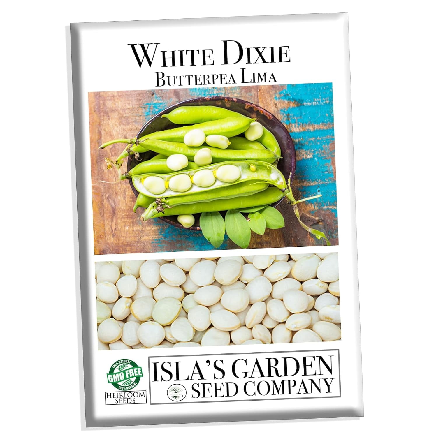 White Dixie Butterpea Lima Bush Bean Seeds for Planting, 25+ Heirloom Seeds Per Packet Non GMO ...