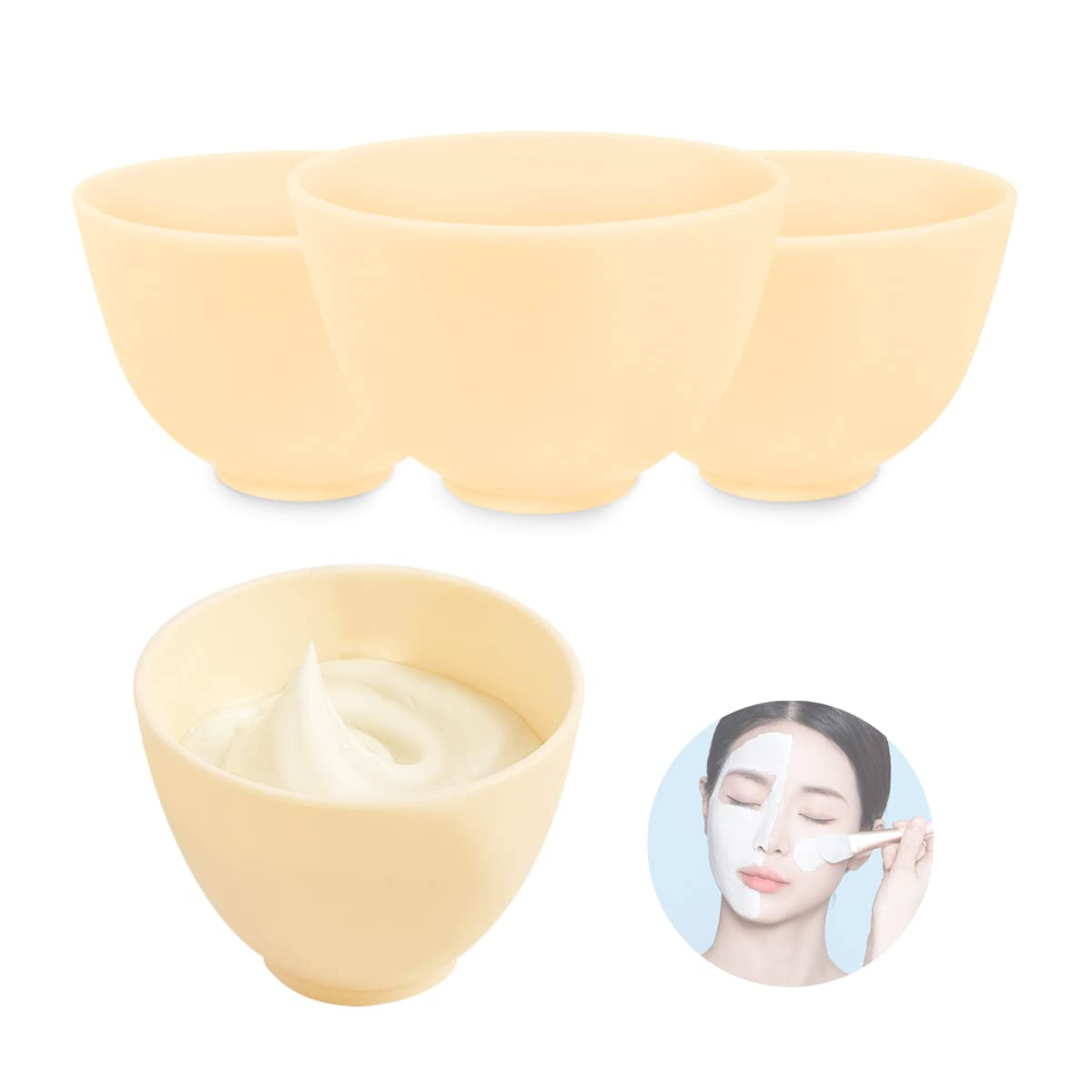 White Diy Face Mask Mixing Bowl, Microwavable Silicone Facial Mud Bowl ...