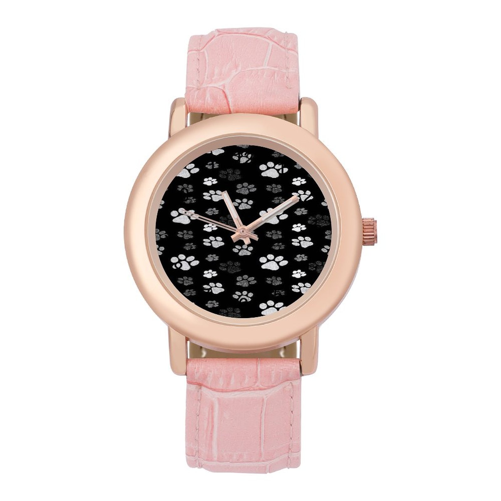 White Dog Paw Retro Style Women's Leather Strap Watch Elegant Leather ...
