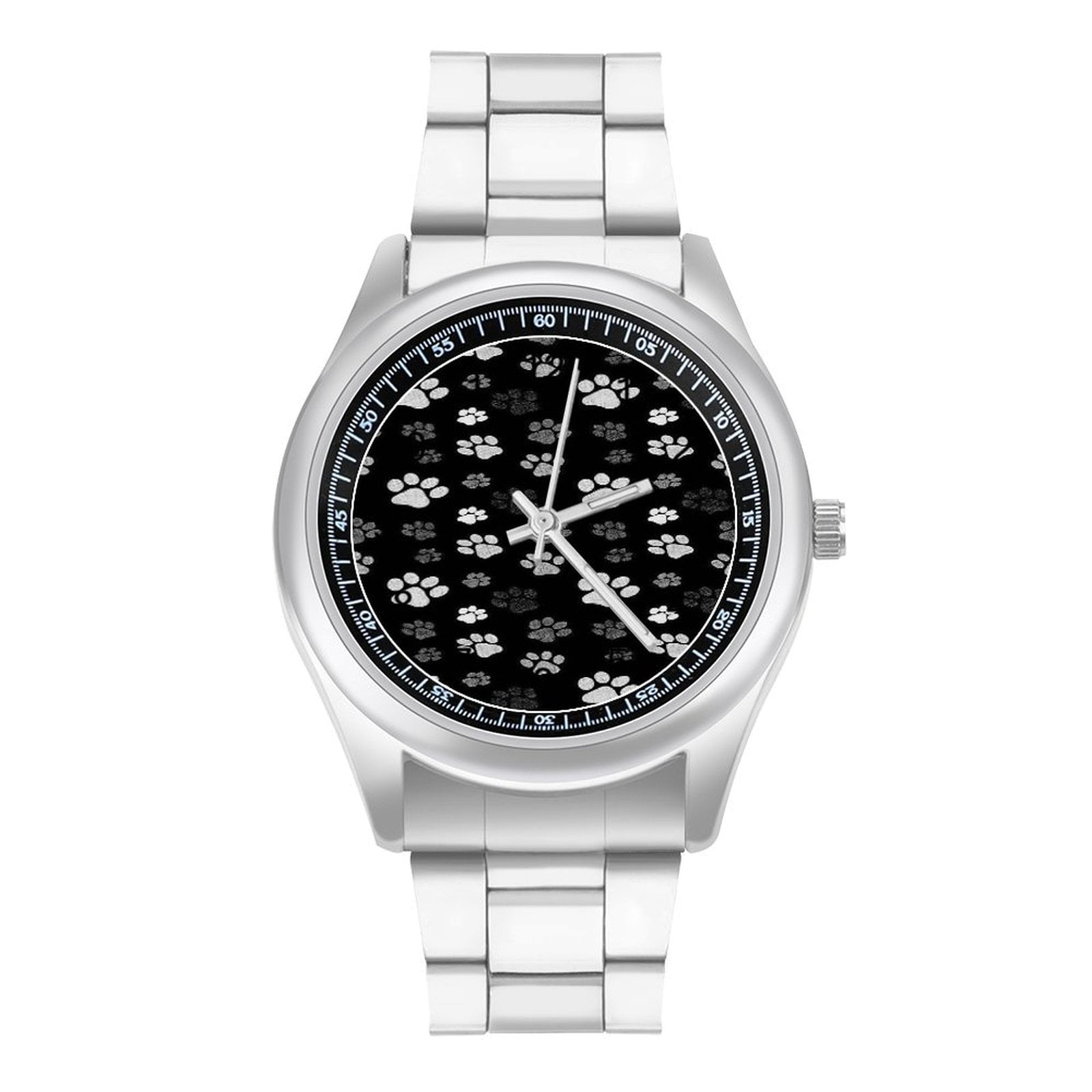 White Dog Paw Retro Style Wrist Watches for Men Metal Band Watch ...