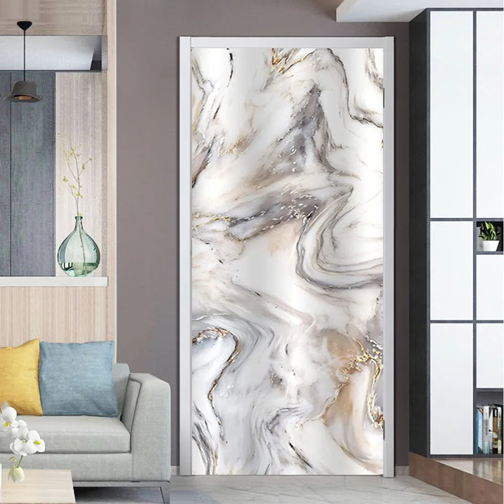 White Doors Wallpaper Entrance Self Adhesive Door Waterproof Oil-proof ...