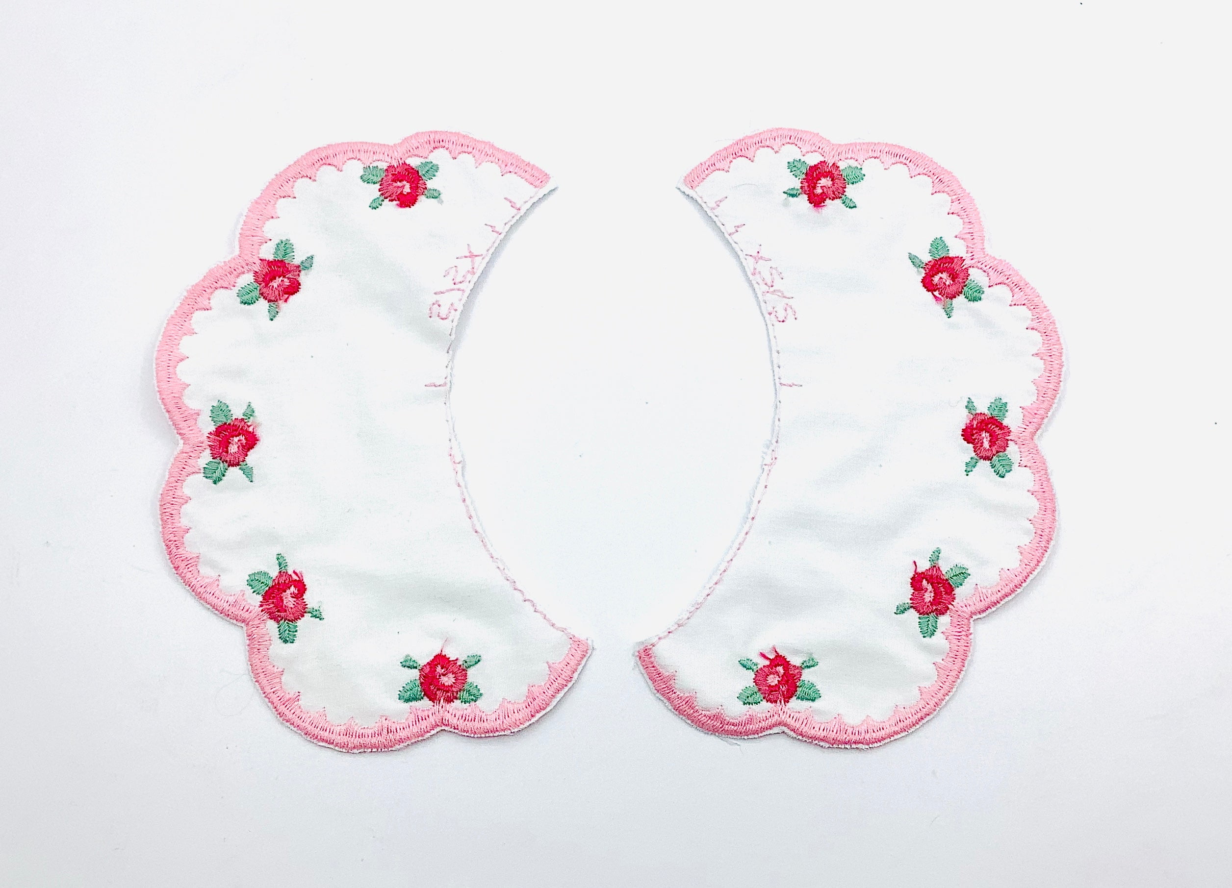 White Double Batiste Embroidered Collar with Pink Scallop Edge ...