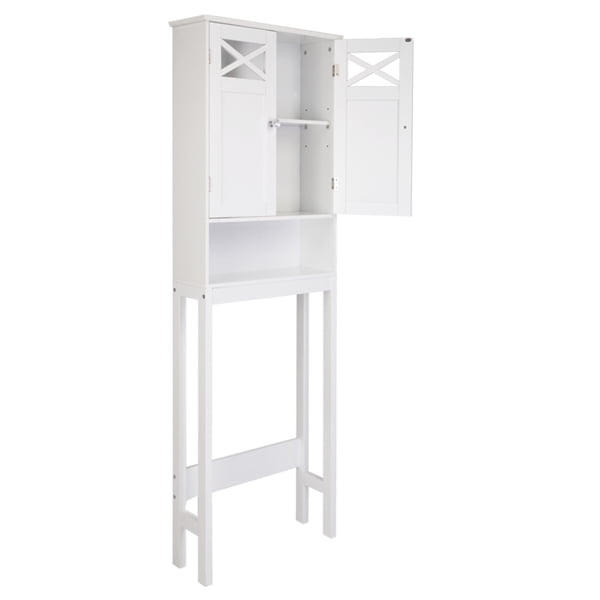 White Double-Door Toilet Cabinet – Fork-Style Design for Modern ...