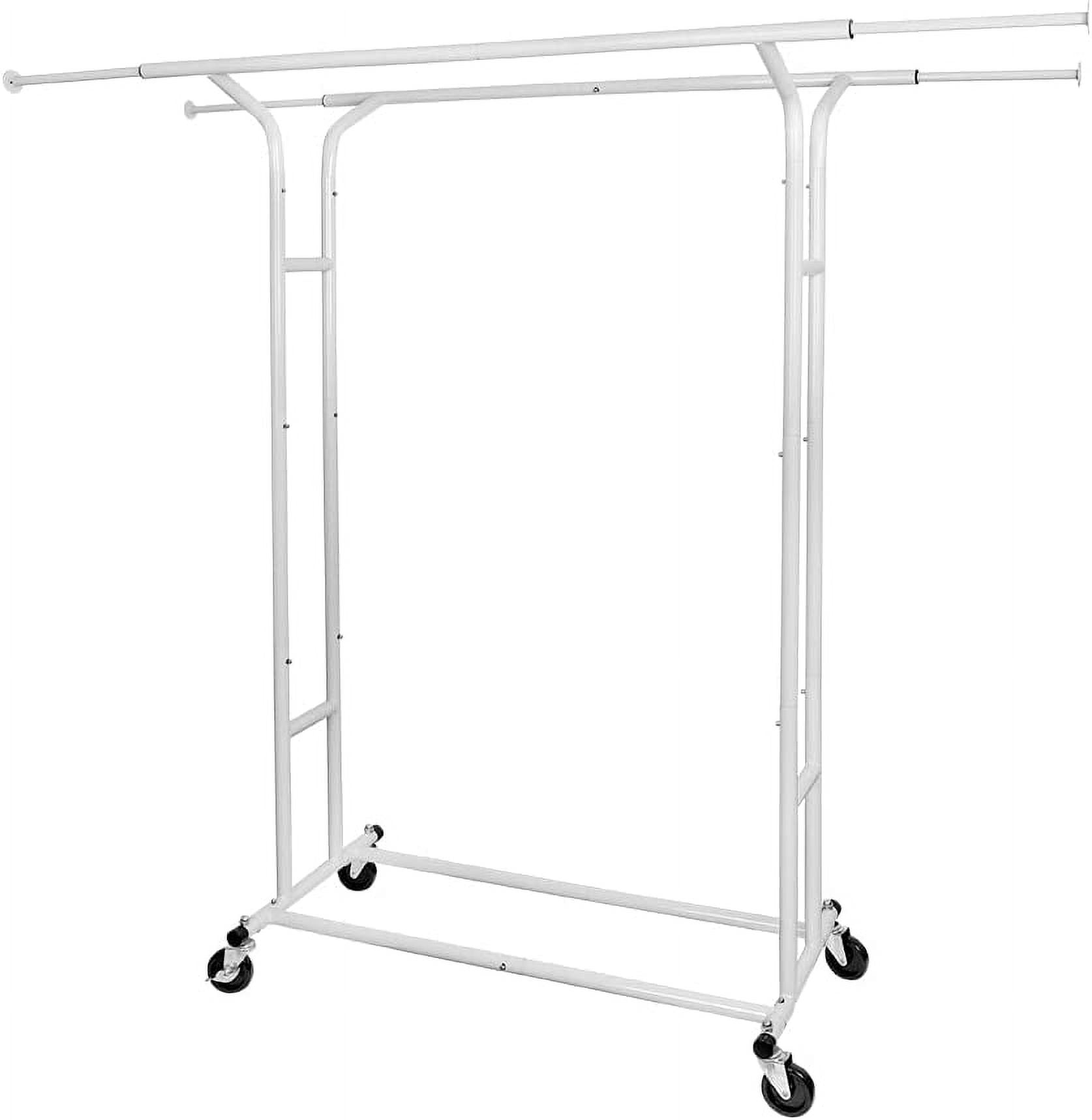 White Double Rod Garment Rack for Hanging Clothes, Rolling Clothes ...