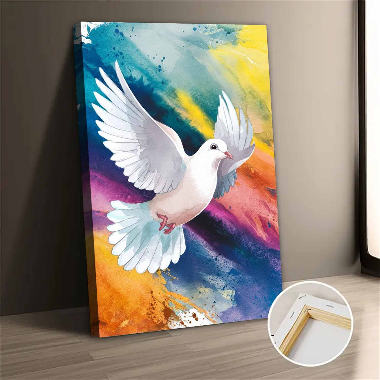 White Dove Abstract Canvas Wall Art Print For Bedroom Living Room ...