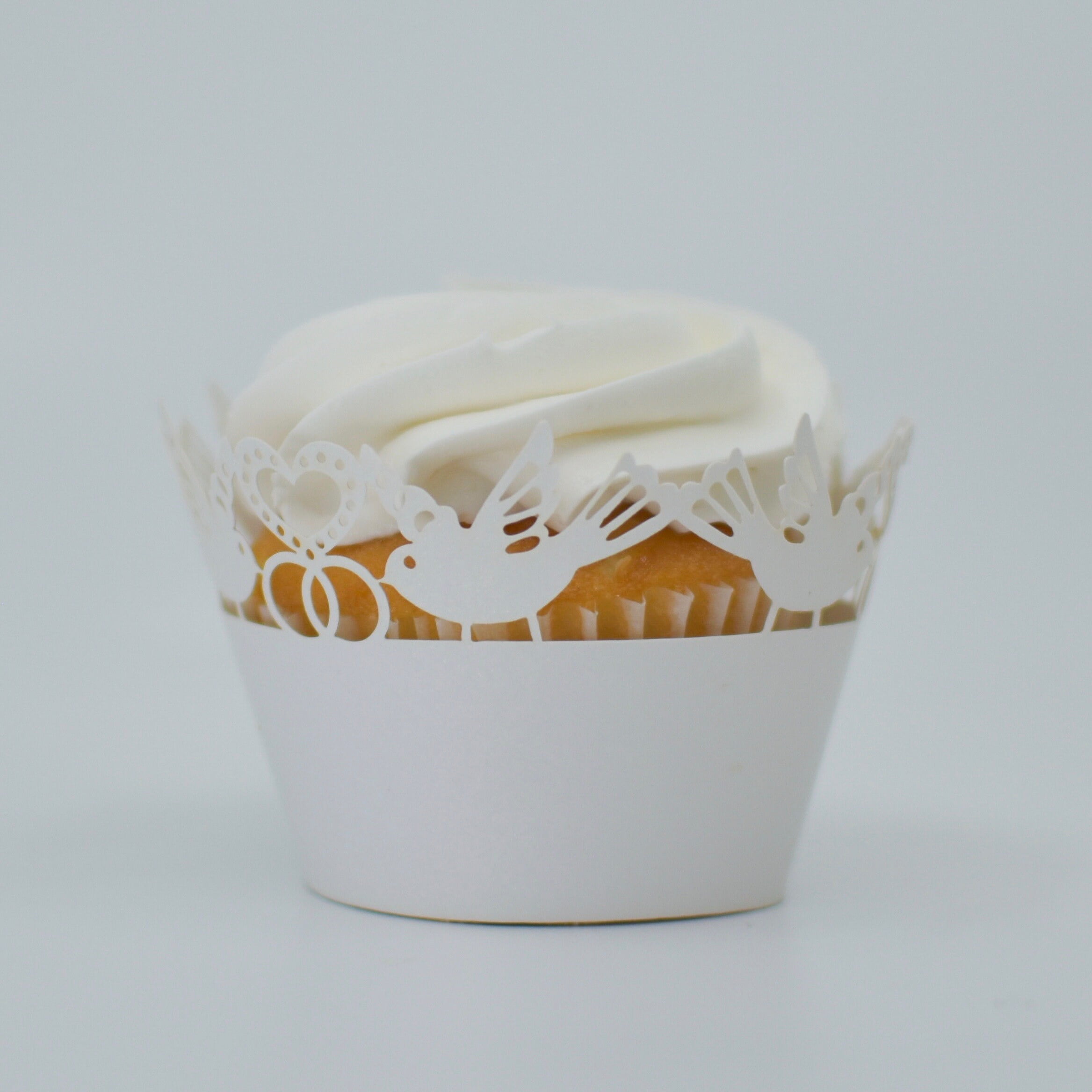 White Dove Hearts Cupcake Wrappers (25pcs, Standard Size) Grease ...