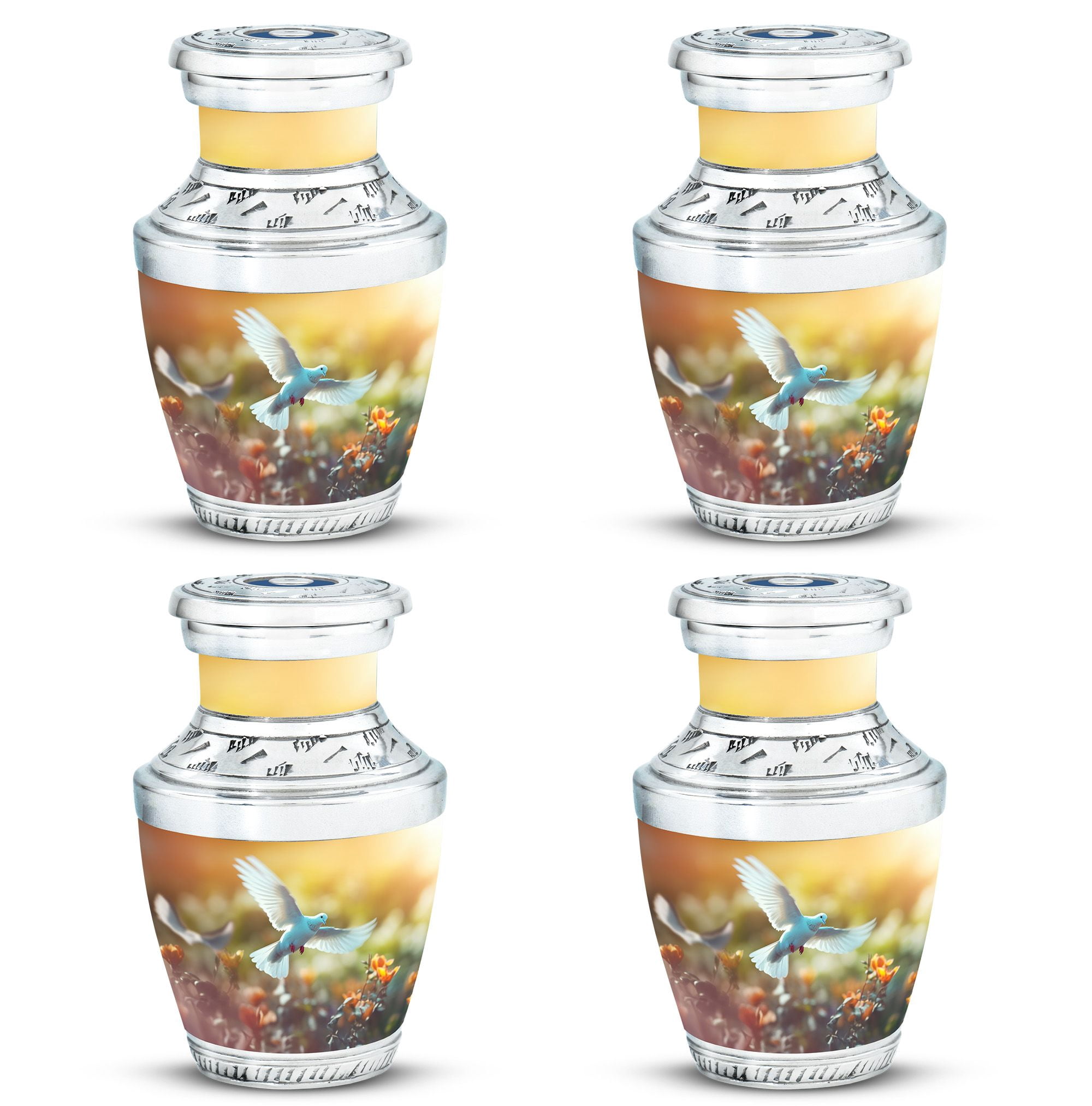 White Dove And Yellow Flowers Urn For Ashes, Flower-Themed Memorial ...