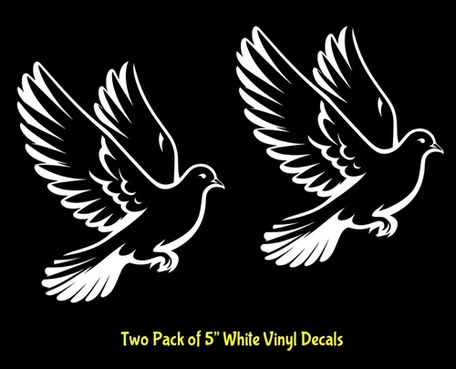 White Doves Two Pack 5" Vinyl Decals Car Truck Window Mirror Wall Door ...