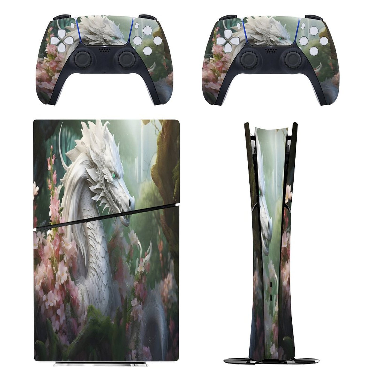 White Dragon, Forest PS5/PS5 Slim Digital Disc Skin Sticker For Console ...