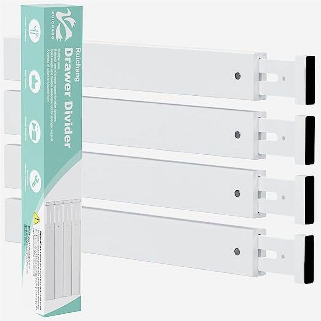 White Drawer Dividers Organizer Separators Expandable - Bamboo 4-Pack ...