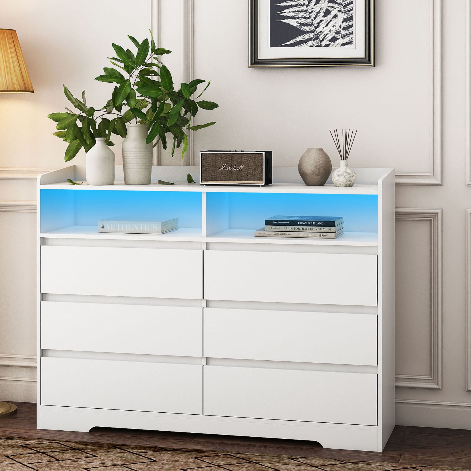White Drawer Storage Cabinet with LED Lights The perfect storage ...