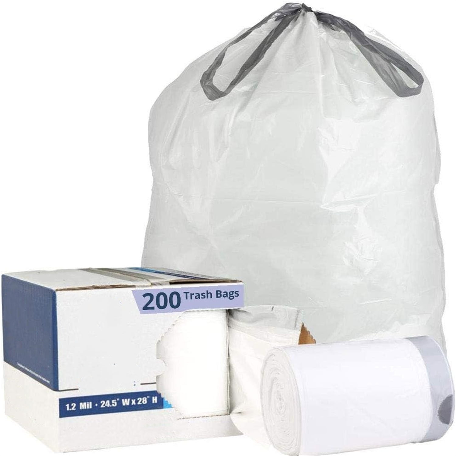 Custom Fit Trash Bags, White Drawstring Garbage Bags Liners, 10 Gallon ...
