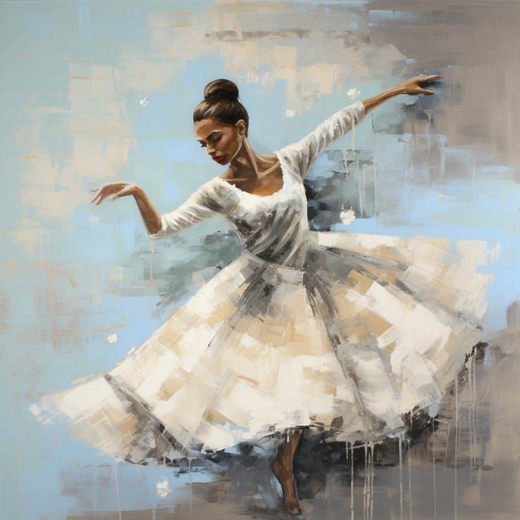 White Dress Ballerina Woman Dancing DIY 5D Diamond Art Painting by ...