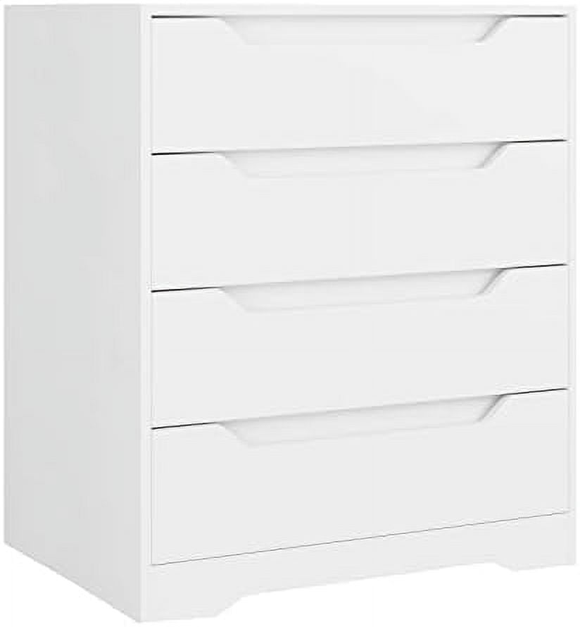 White Dresser, 4 Drawers Dresser, Modern Chest of Drawers with Cut-Out ...