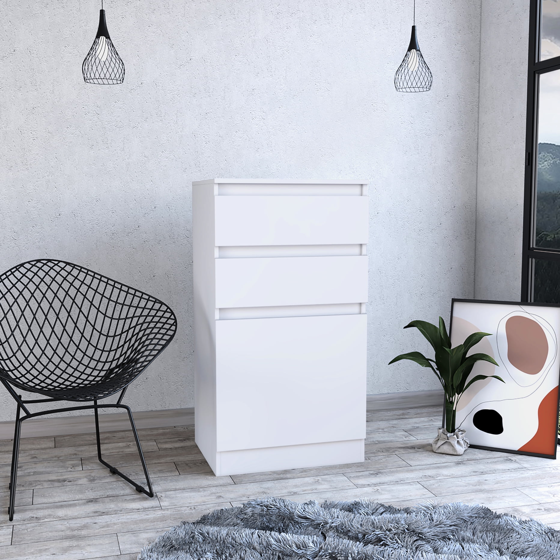 White Dresser Featuring Built-in Mirror And Jewelry Box, Single Door ...