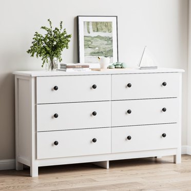 Denhour DH BASIC 6-Drawer Youth Dresser, 53-inch Wide, Neutral White ...