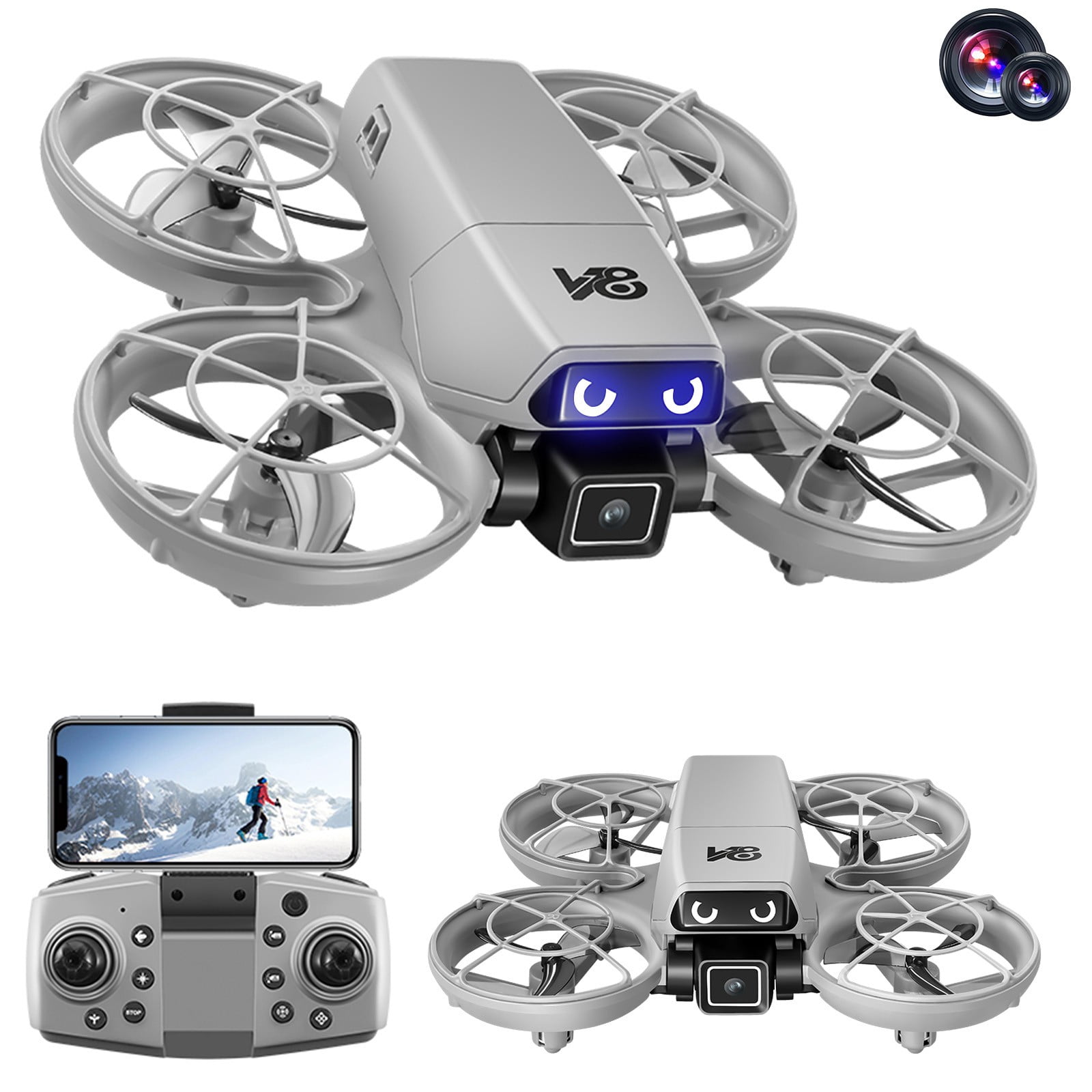 White Drone With Esc Camera Cool Led Lights Remote Control Quadcopter ...