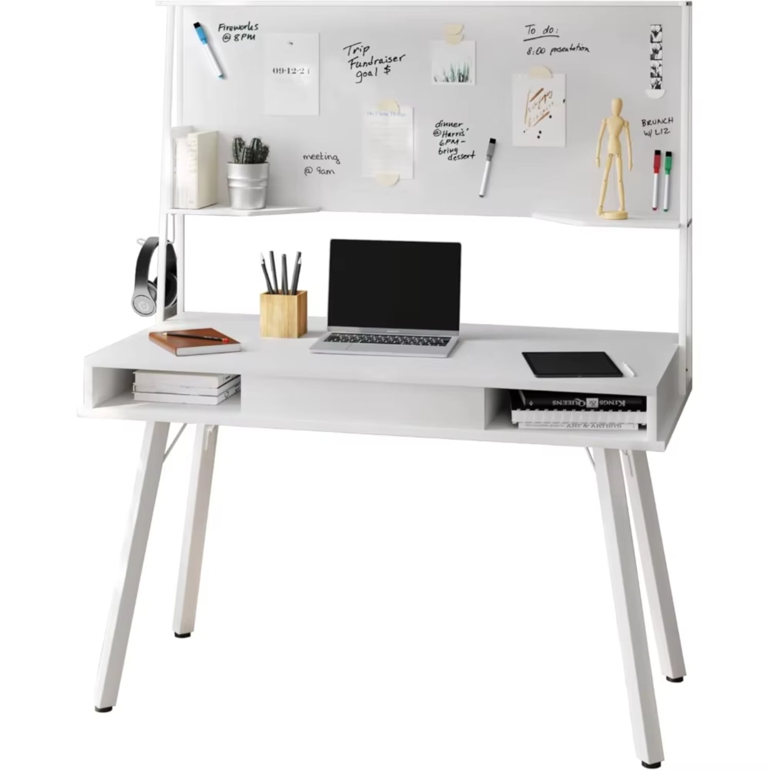 White Dry Erase Office Desk Board for Studying & Computer Work with ...