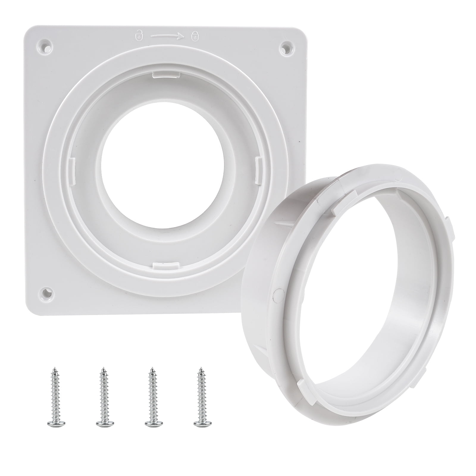 White Dryer Vent Hose Connector Kit, Dryer Vent Wall Plate with No Hose ...